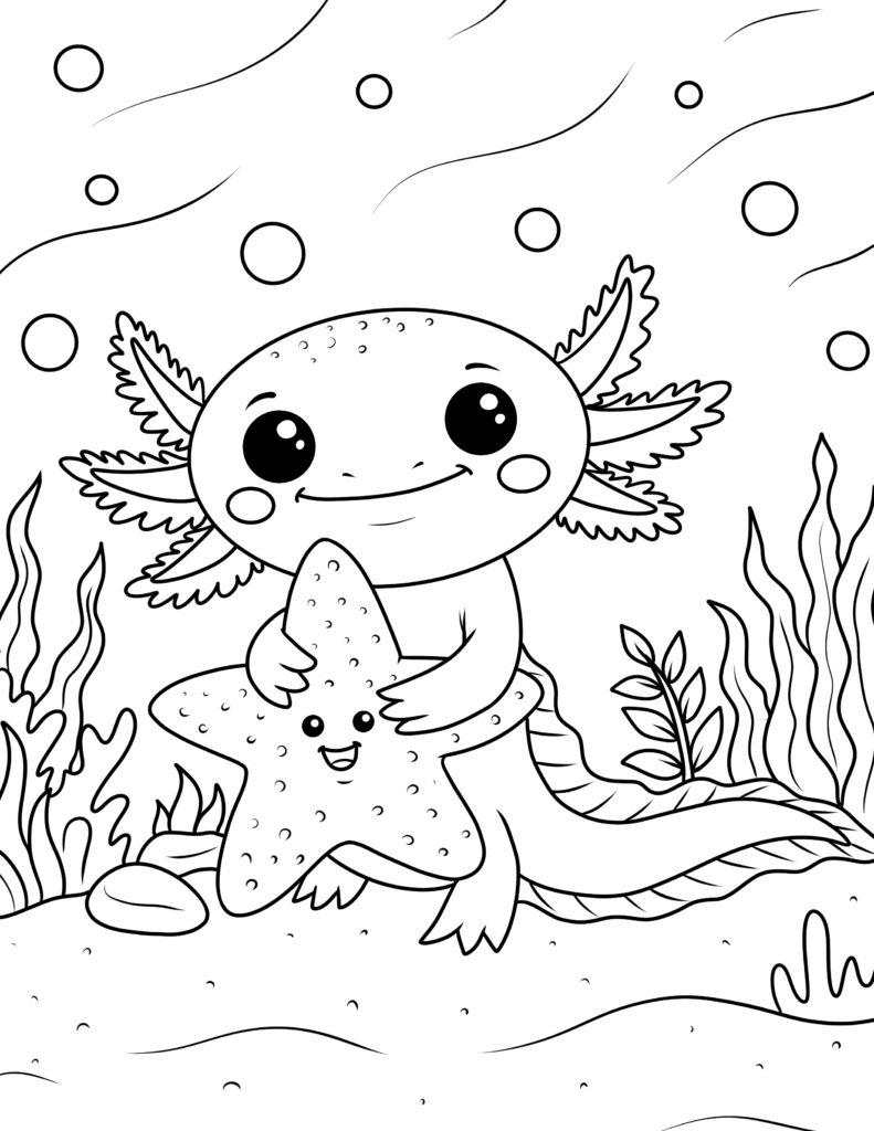 Free Axolotl Coloring Pages