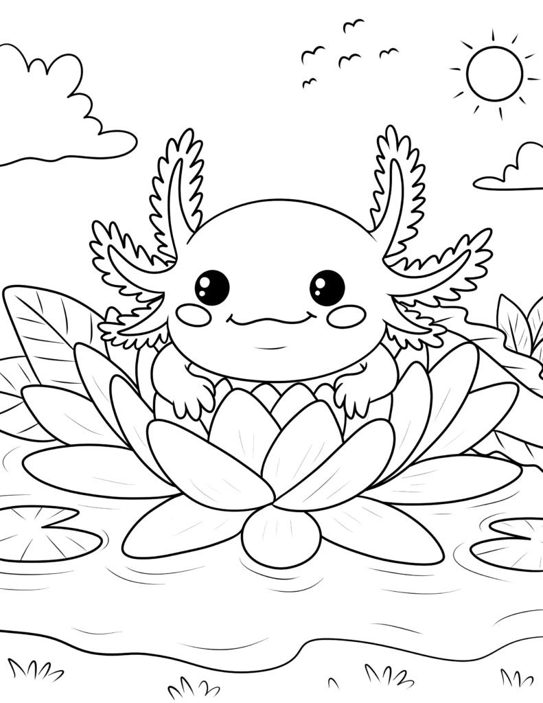 Free Axolotl Coloring Pages
