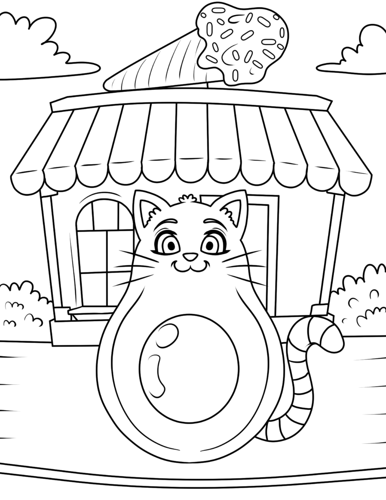 Free fruit cats Coloring Pages