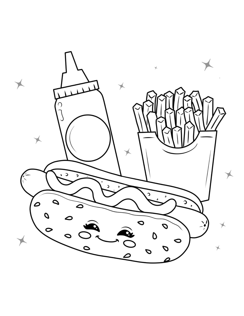 Free kawaii food Coloring Pages