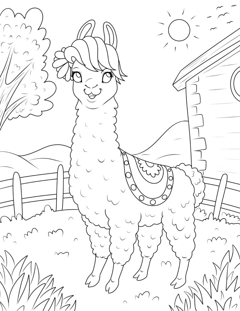 Free llama Coloring Pages