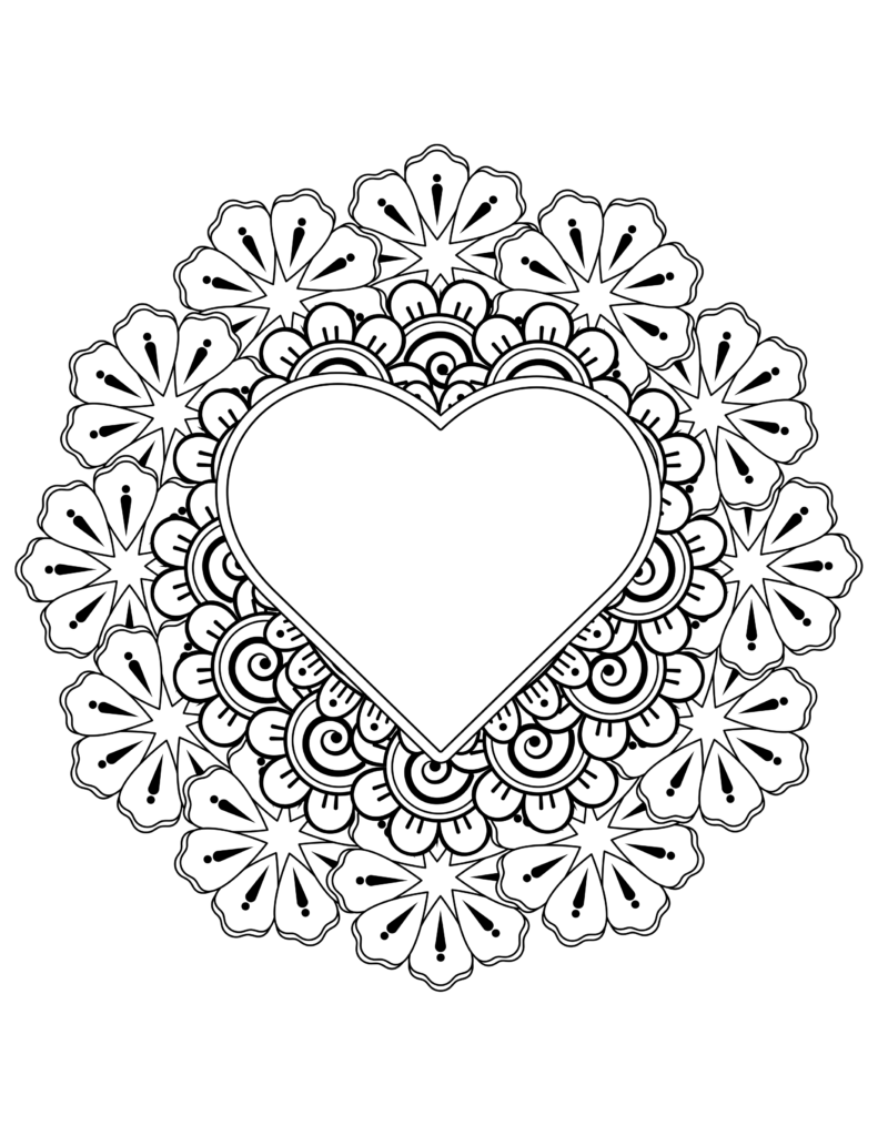 Free mandala heart Coloring Pages