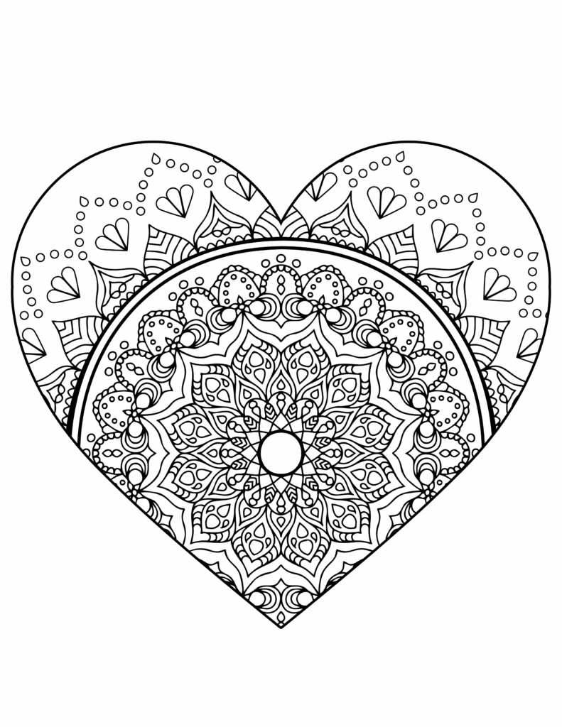Free mandala heart Coloring Pages