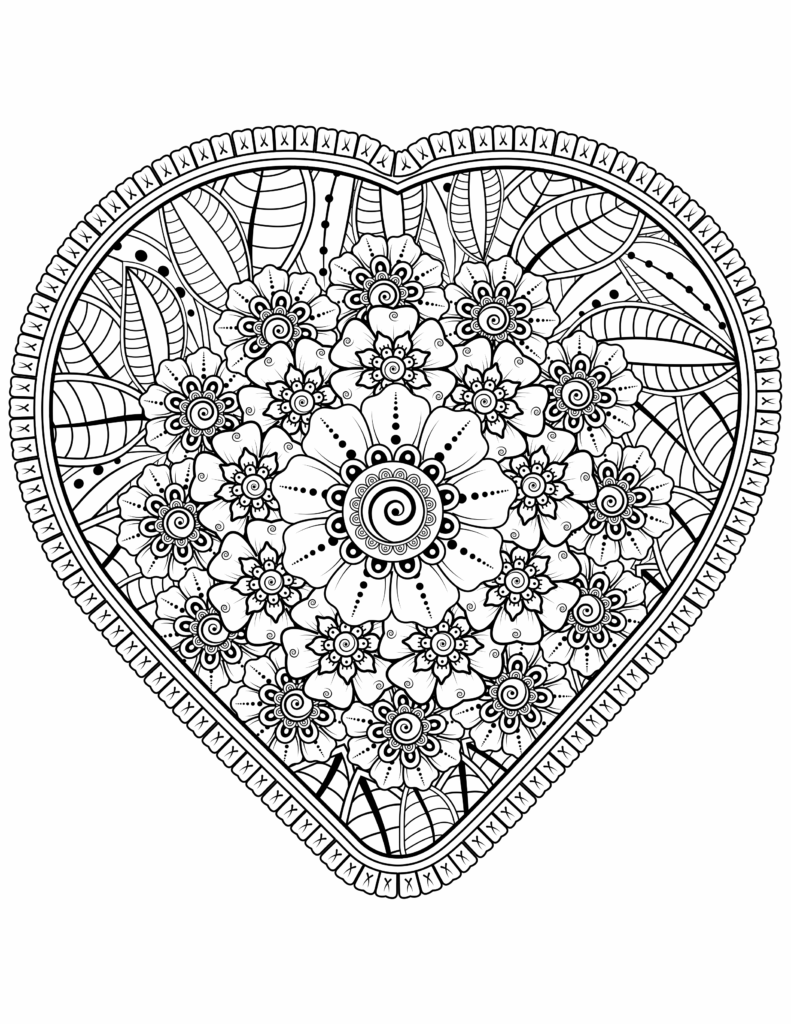 Free mandala heart Coloring Pages