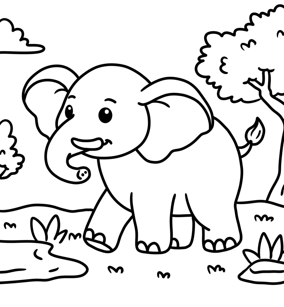 Free cute Animals Bold and Easy coloring pages