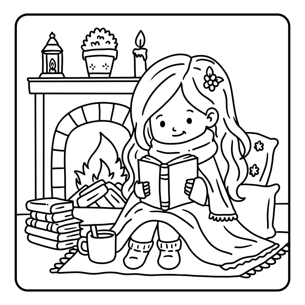 Cozy Girl Moments Coloring Pages