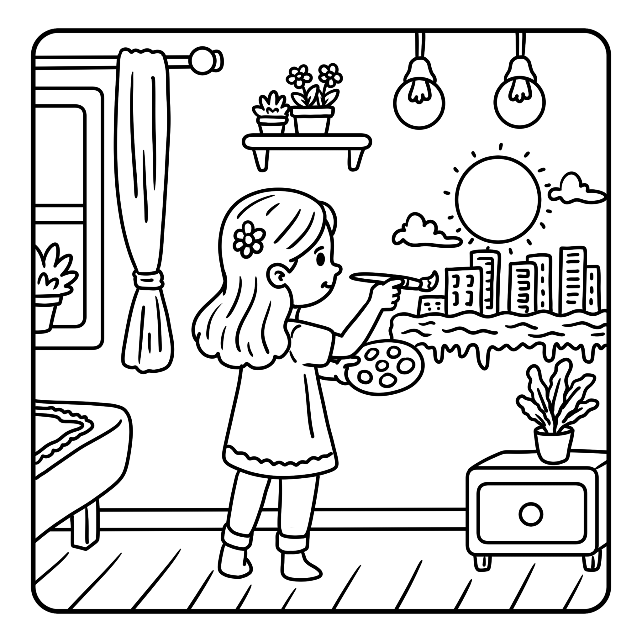 Cozy Girl Moments Coloring Pages