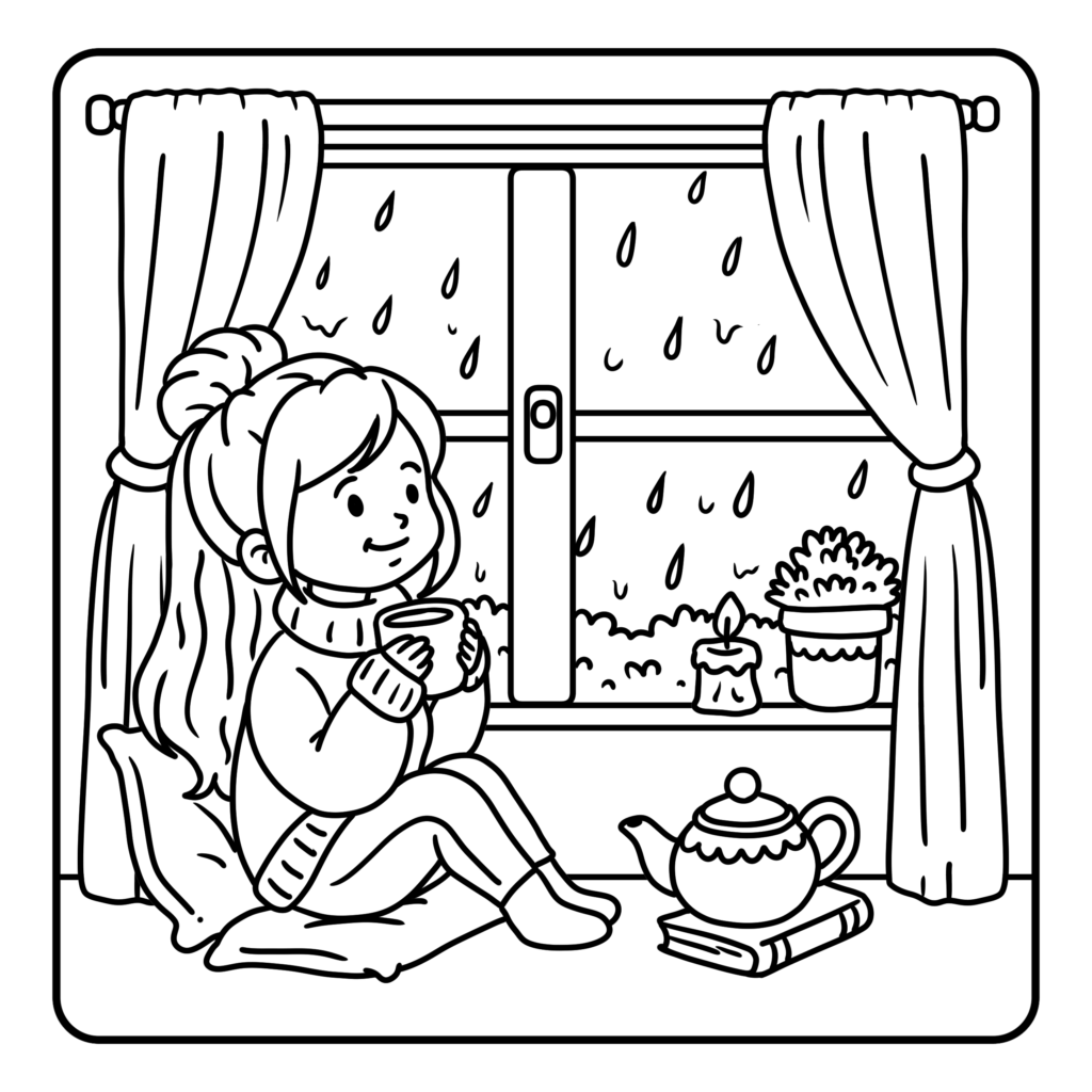 Cozy Girl Moments Coloring Pages